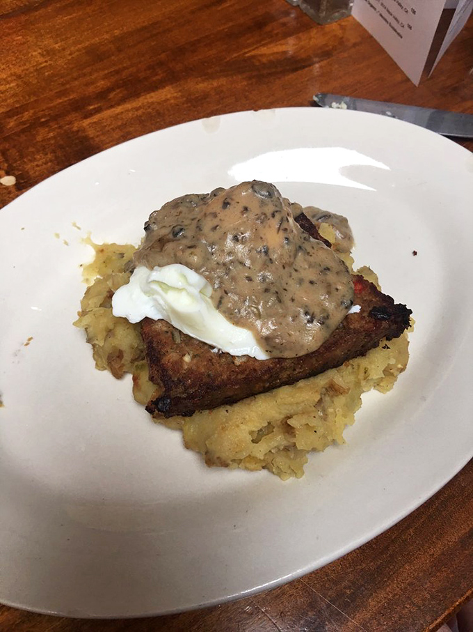 The legendary Meatloaf Benedict—where Golden Rule Farm grass-fed beef meets Campo Lindo Farm poached egg under a blanket of hollandaise. Worth every mile driven.