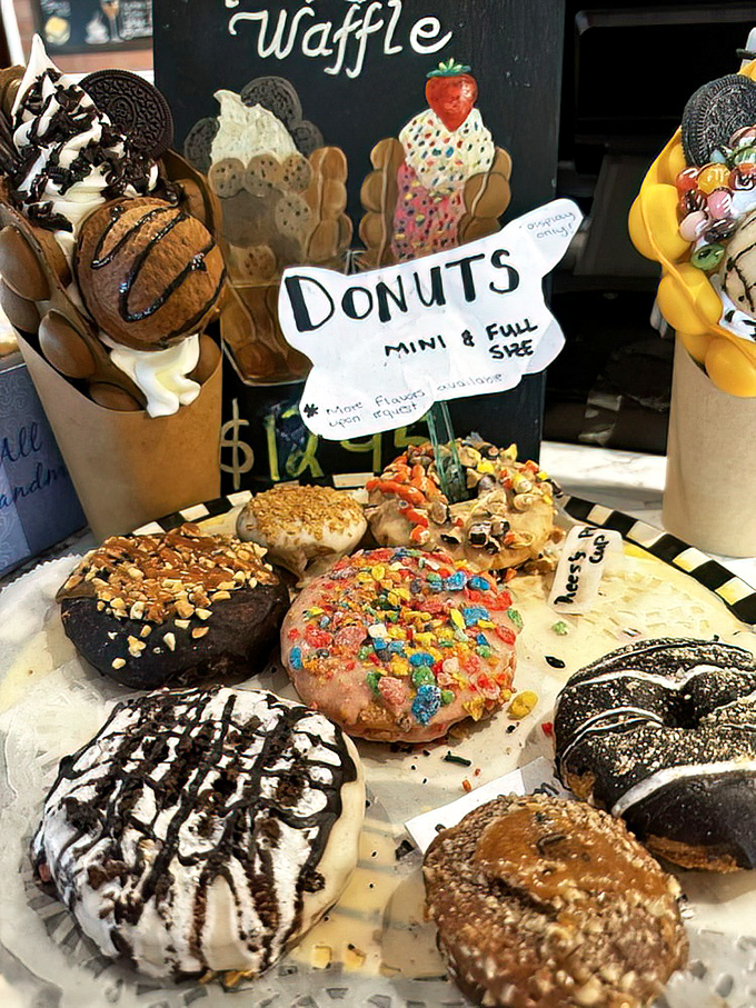 The donut display that launched a thousand diets—and broke them all spectacularly. That basketball-themed one is calling my name!