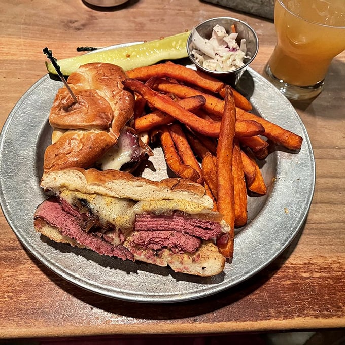 The Reuben sandwich here doesn't just satisfy hunger—it negotiates peace treaties between your taste buds and your stomach.