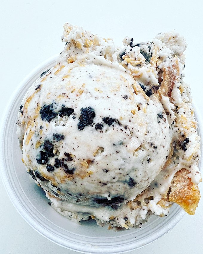 Cookie chunks swimming in creamy vanilla—proof that sometimes the best relationships are the messiest ones. This isn't just dessert; it's edible therapy.