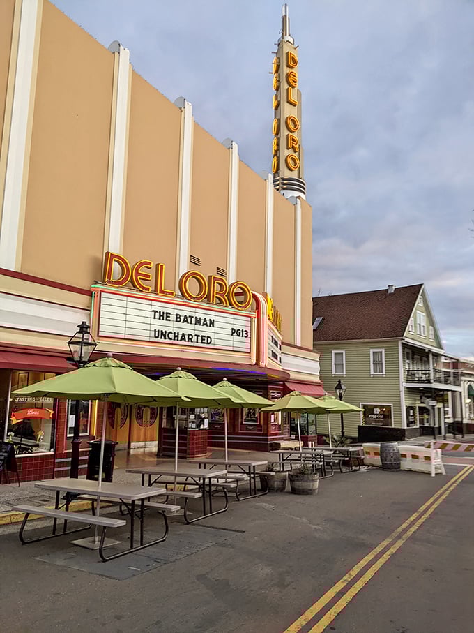 The Del Oro Theatre's art deco marquee has been lighting up downtown since 1942, proving some classics never go out of style.