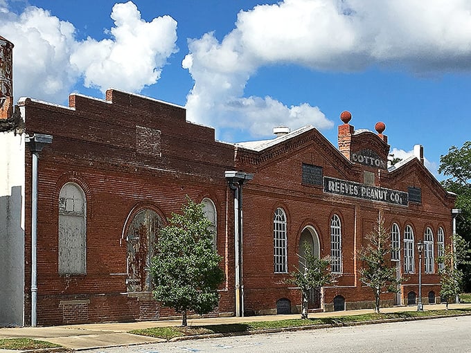 The Reeves Peanut Company building stands as a brick-and-mortar testament to Alabama's agricultural heritage—no ordinary legume deserves such architectural grandeur.