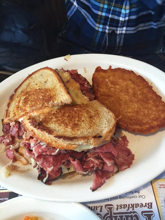 The star of the show: a Reuben sandwich that's achieved perfect harmony between corned beef, sauerkraut, and melted Swiss cheese.