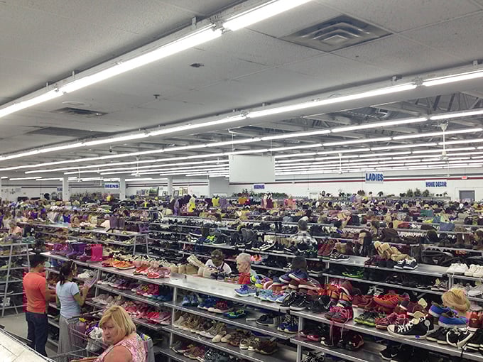 The shoe section: where patience meets persistence, and sometimes, miraculously, your exact size in barely-worn designer loafers.