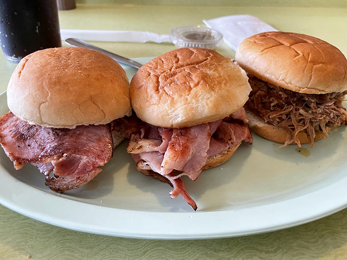 The slider trio: for the indecisive food lover or the strategic eater who refuses to commit to just one barbecue masterpiece.