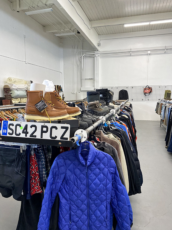 The clothes section is meticulously organized—a far cry from the jumbled bins at lesser thrift stores. Shoe heaven exists!