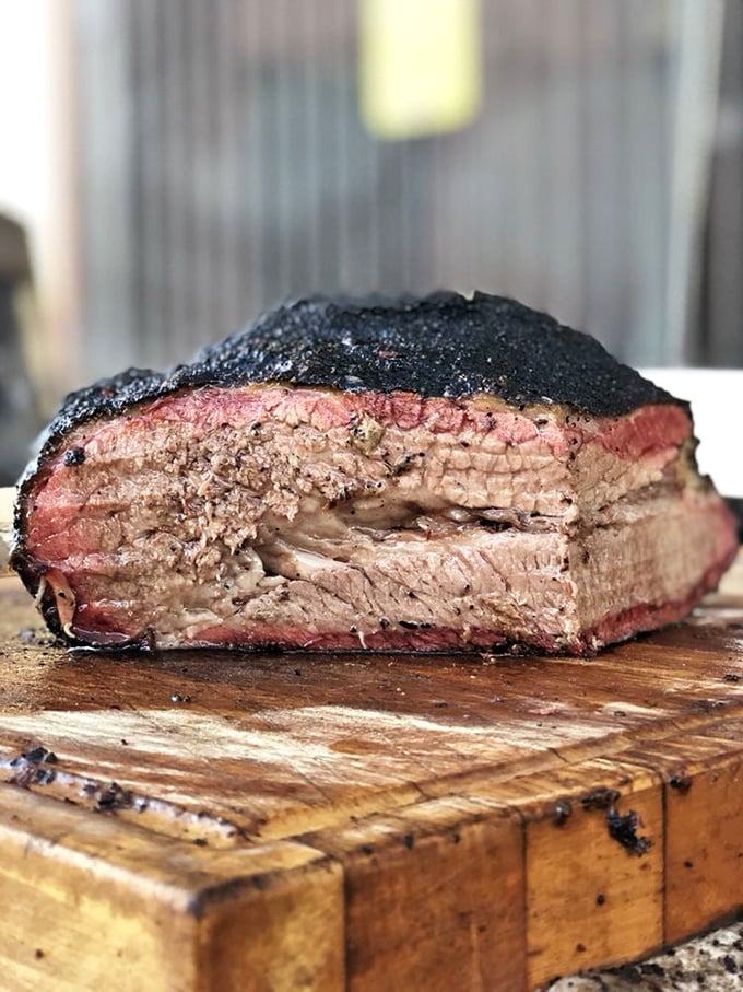 Behold the brisket in all its glory—that smoke ring isn't just pretty, it's a scientific miracle that took 14 hours to achieve.