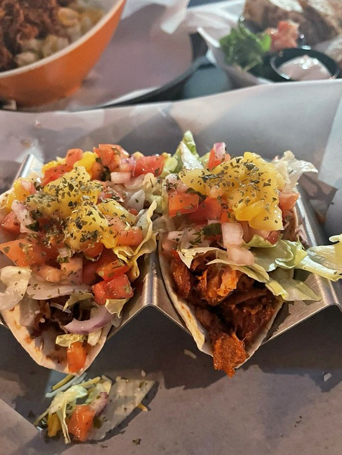 These tacos don't need a passport to deliver authentic flavor. Fresh, vibrant, and ready for their close-up—or your immediate consumption.
