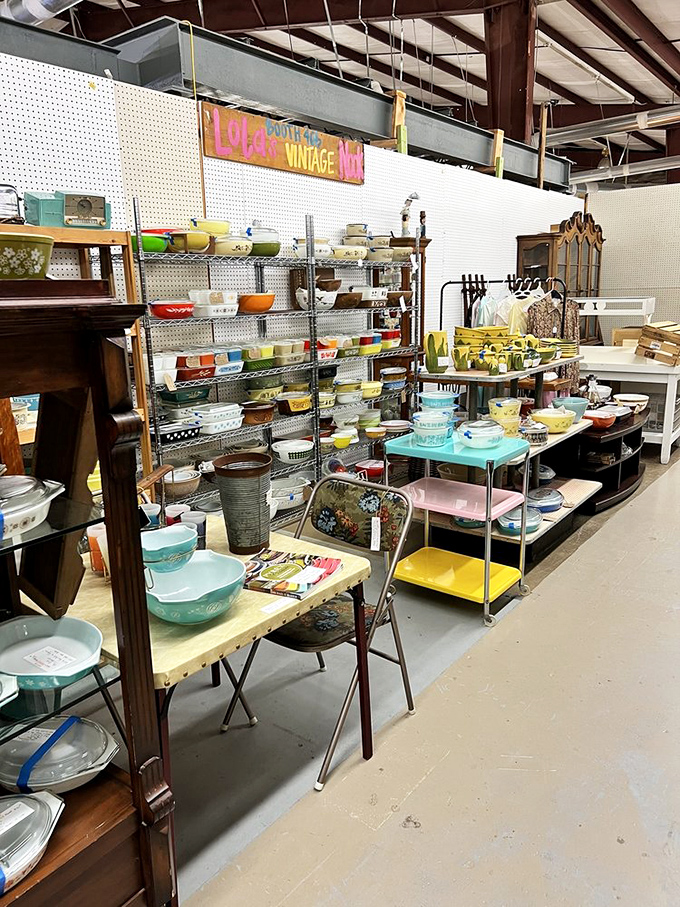 The motherlode of vintage Pyrex! Every pattern your grandmother ever served potato salad in awaits a second life in your kitchen.