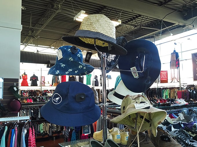 The hat section: where sun protection meets style statement. That straw fedora is practically begging for a beach vacation.