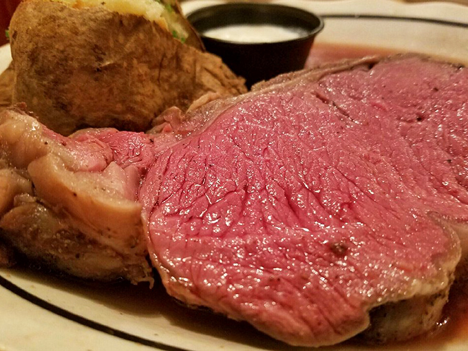 The prime rib at Broiler isn't just cooked—it's respected. That perfect pink center speaks of patience and precision that no microwave could ever replicate.