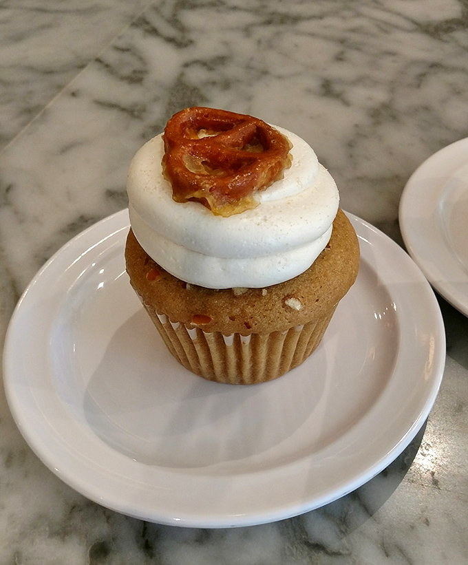 The pretzel-topped cupcake isn't just playing with the sweet-and-salty trend—it's perfecting it, one perfectly balanced bite at a time.