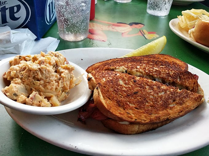 The golden-brown perfection of that Reuben paired with homestyle potato salad. Like reuniting childhood friends who always belonged together.