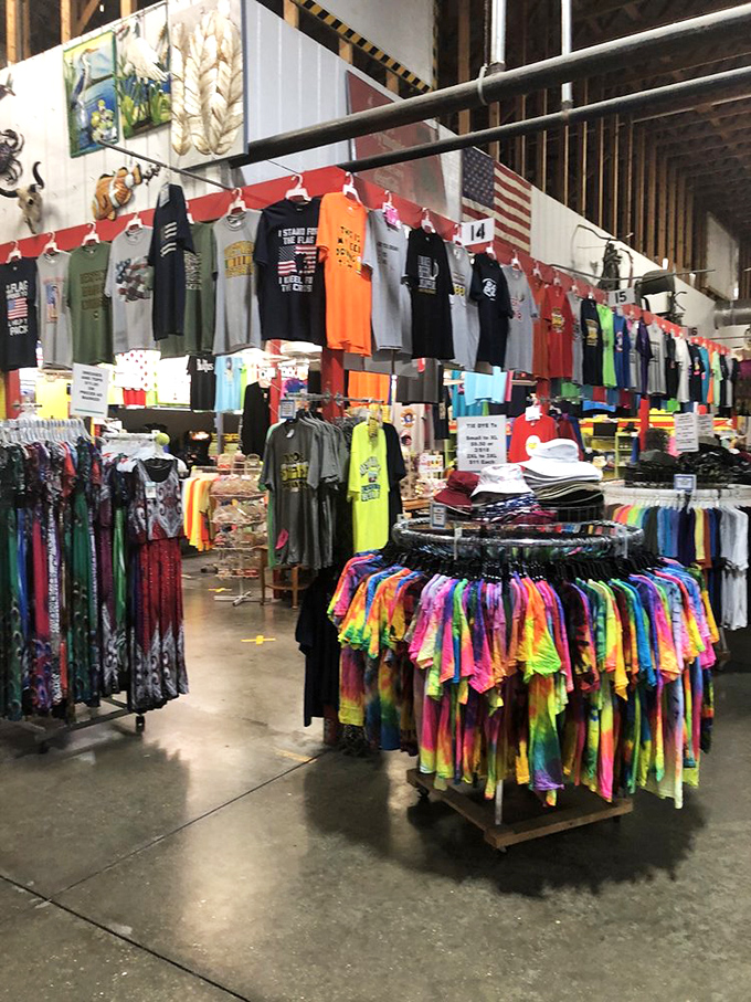 The t-shirt section: where Florida vacation memories and questionable fashion choices live together in perfect harmony.