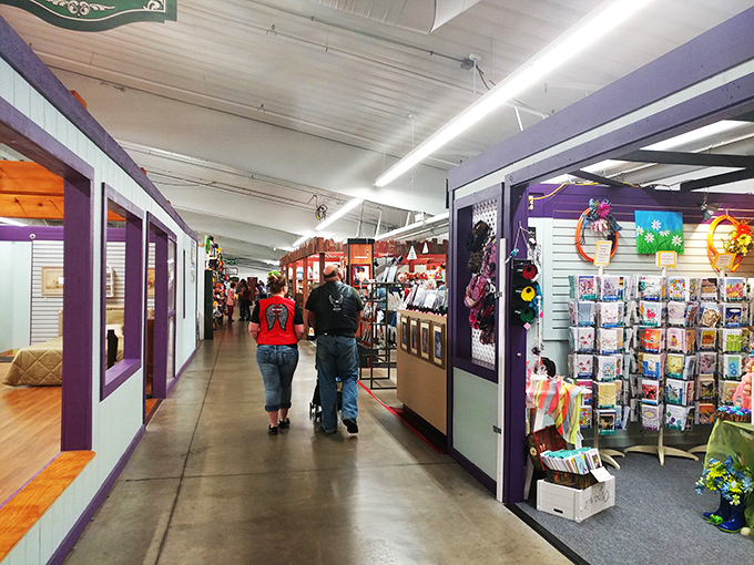 The marketplace's wide, welcoming aisles invite shoppers to stroll and discover. Like Main Street in a small town, but with better shopping opportunities.