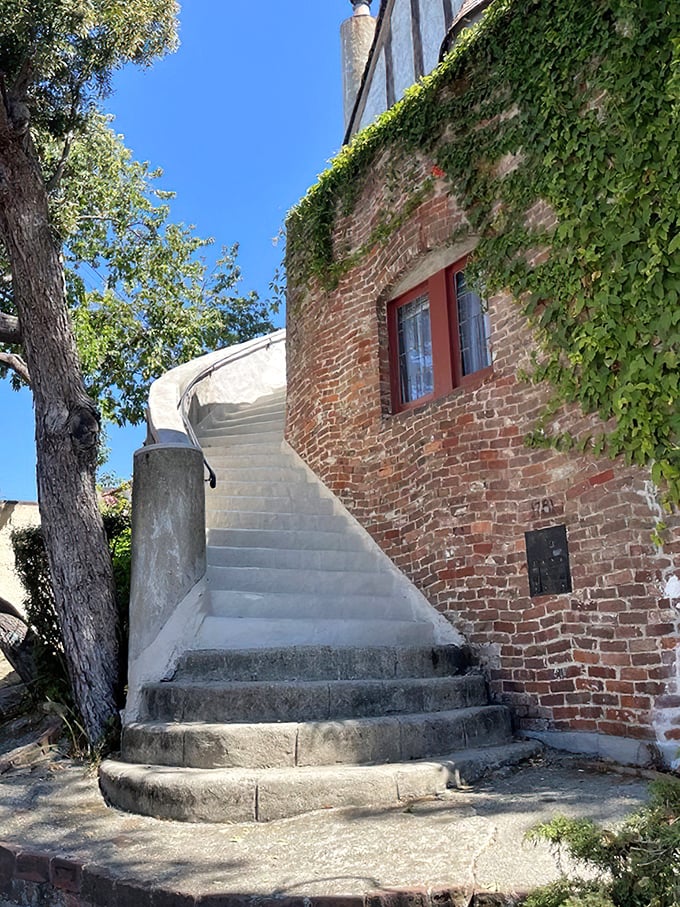 These brick steps have seen more foot traffic than a Black Friday sale, yet maintain their rustic charm. 
