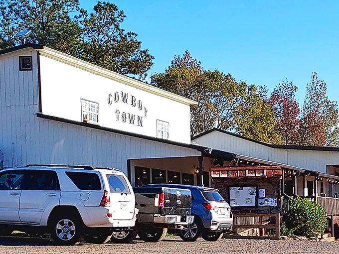 Cowboy Town's humble exterior belies the bold flavors within – like finding a gold nugget in a dusty old pan.