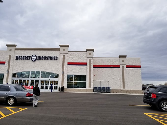 Another Deseret Industries location with its distinctive beehive logo. The Fort Knox of affordable furniture awaits inside!