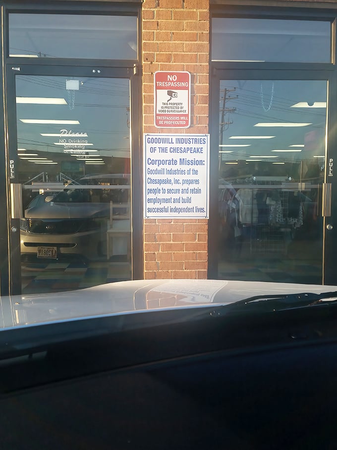 Behind these glass doors lies Goodwill's mission in action—transforming donations into opportunities and bargains into joy.