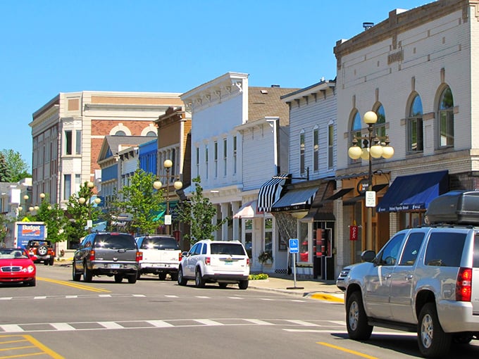 Harbor Springs' blue-painted charm offers a splash of color against Michigan's northern skies—like a postcard you can walk through.