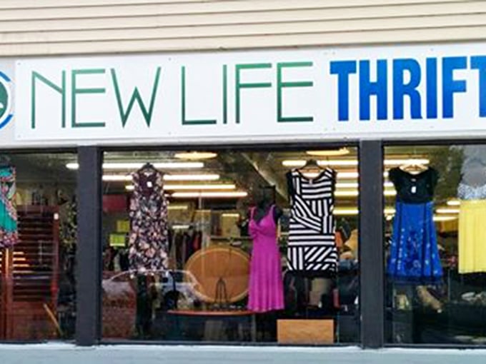 New Life's window display is like a colorful appetizer - just wait until you see the feast of finds inside!
