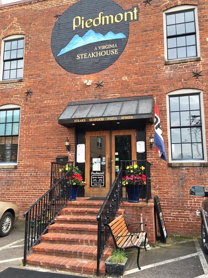 Those brick steps lead to steak nirvana, where Virginia's mountains inspire both the logo and the elevated dining experience.