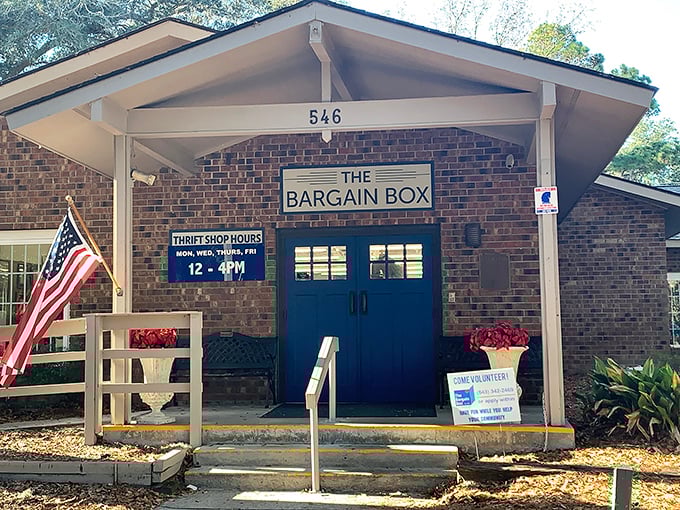 The Bargain Box's charming brick exterior and blue doors hide Hilton Head's worst-kept secret: designer labels at garage sale prices.