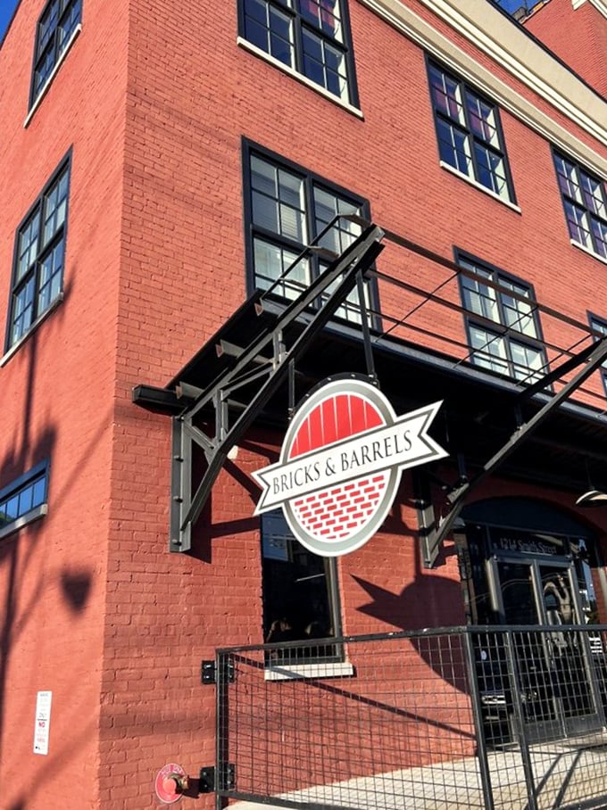 That red brick exterior isn't just for show—it's a hint at the solid, substantial dining experience waiting inside.