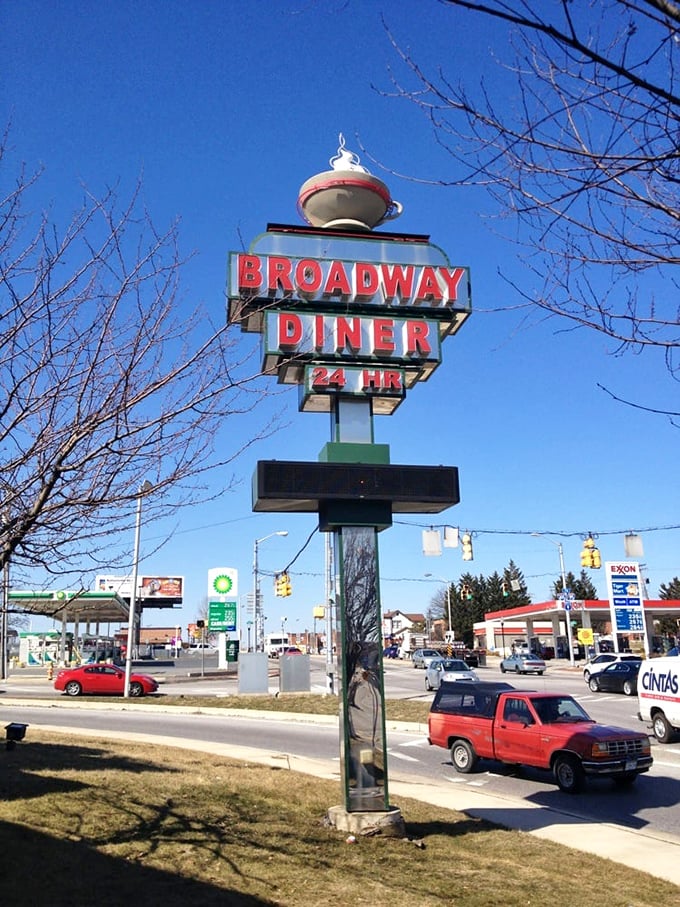 Broadway Diner (Baltimore): Standing tall amid traffic and gas stations, a retro reminder that good diners, like good friends, are there when you need them.