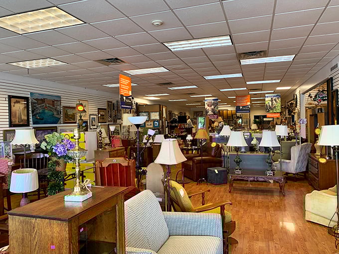 The meticulously organized interior at Care & Share makes finding that perfect something feel less like luck and more like destiny.