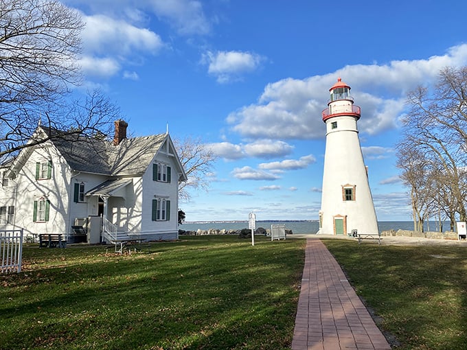 Marblehead Lighthouse State Park: "Lake Erie's faithful guardian. Standing tall since 1822, proving some things improve with age—like this view and fine wine."