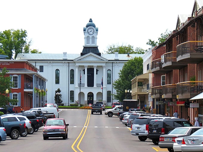 The heart of Oxford reveals itself in tree-canopied streets and historic architecture – Faulkner's hometown remains surprisingly affordable.