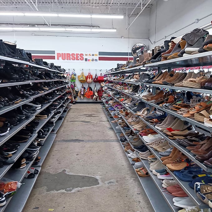 Shoe paradise! More footwear options than Imelda Marcos could dream of, all waiting for their Cinderella moment.