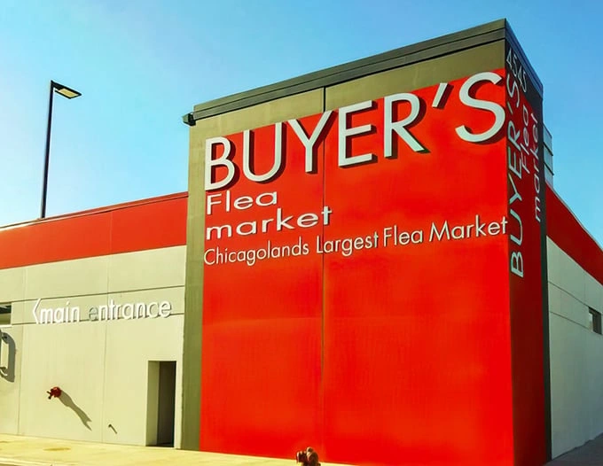 Buyer's Flea Market's modern façade houses one of Chicago's most diverse shopping experiences.