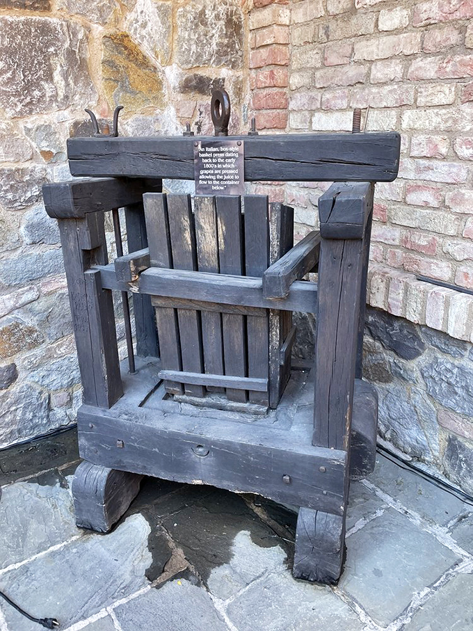 A medieval grape press that makes modern juicers look positively wimpy. This wooden contraption could squeeze the commitment issues out of my ex-boyfriend.