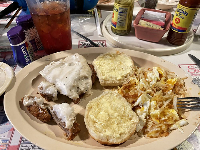 Chicken fried steak with gravy is the South's answer to every problem. Politics dividing the country? Not at this table.