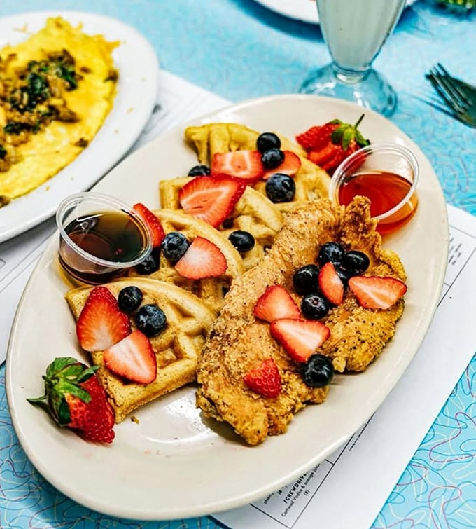 Chicken and waffles: the ultimate proof that America's best food innovations often come from putting two perfect things together that have no business meeting.