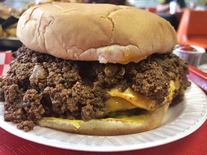 Behold the chili cheeseburger—a glorious mess that requires strategic eating, multiple napkins, and absolutely zero first-date situations.