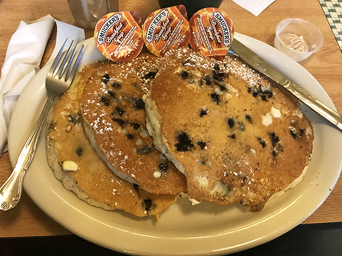 These blueberry pancakes aren't just breakfast – they're fluffy discs of joy, studded with berries and worthy of their own Pennsylvania holiday.