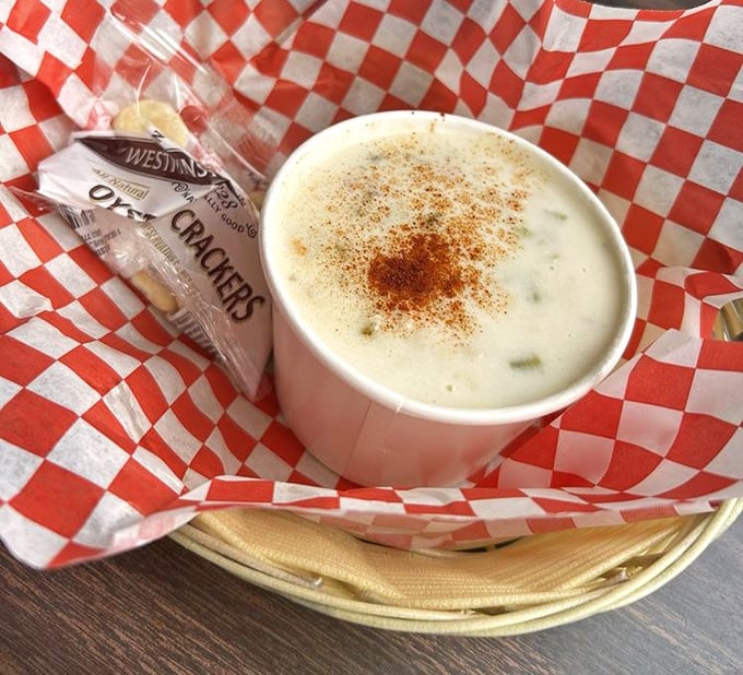 Clam chowder that doesn't hide behind fancy ingredients—just creamy, briny goodness with tender clams and potatoes that warm you from the inside out.