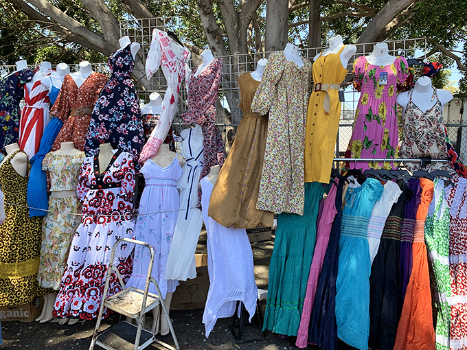 A rainbow of sundresses sways gently in the breeze, each one holding the promise of summer adventures yet to come.