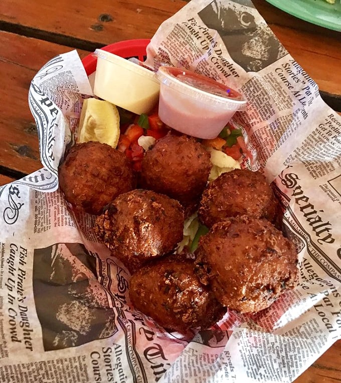 These conch fritters aren't just fried balls of goodness—they're little spheres of Keys history, crunchy on the outside, tender within.