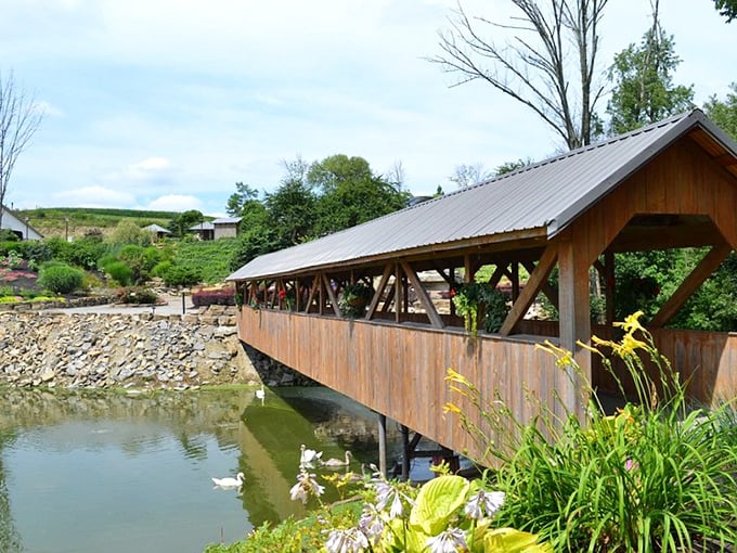 This covered bridge isn't just Instagram-worthy—it's a masterclass in craftsmanship that's stood the test of time while most of us can't assemble a bookshelf without leftover parts.