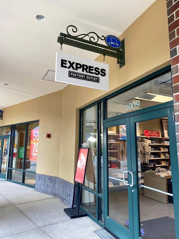 The siren song of 50-70% off lures shoppers into Express, where work wardrobes get upgraded without the express lane to bankruptcy.