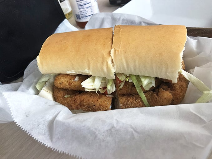 Simplicity elevated to art form. This sandwich proves that sometimes bread, fresh fish, and basic fixings are all you need for culinary bliss.