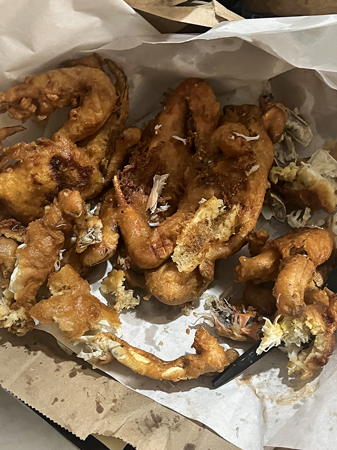 Golden-battered crustacean limbs that shatter with each bite. These fried crabs aren't just food—they're a tactile treasure hunt worth every messy minute.