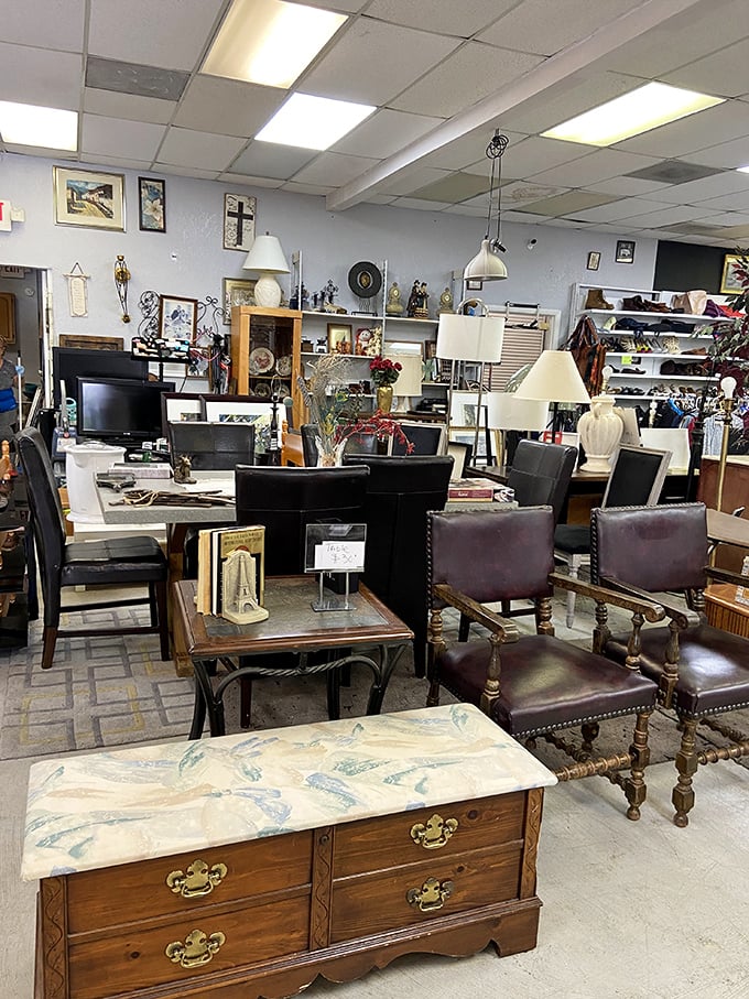 A treasure trove of tables, chairs, and conversation pieces. One person's "no longer needed" becomes your living room's new statement.