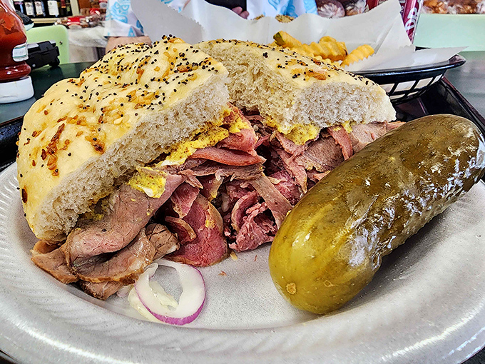 Meet the Gutty—a sandwich so generously stuffed with roast beef that it makes you wonder if Iowa's cattle industry personally sponsored its creation.