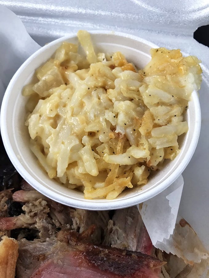 Mac and cheese that doesn't apologize for its indulgence – creamy, rich, and the perfect companion to any smoked meat.