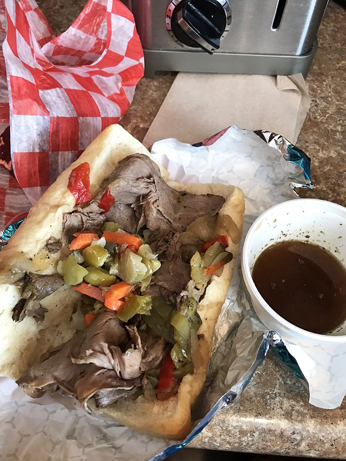 This isn't just a sandwich—it's an Italian beef masterpiece with giardiniera vegetables that transports you straight to Chicago without the airfare.
